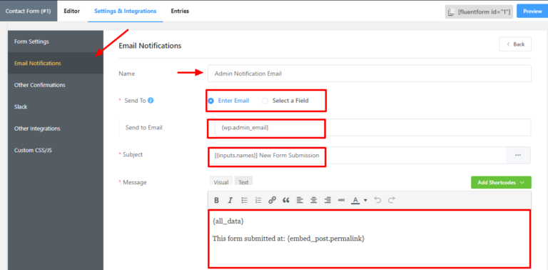 Setting Up Email Notifications In Wp Fluent Form Wordpress Plugin