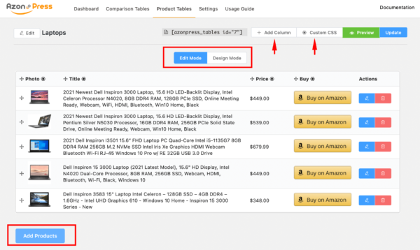 How To Create a Product Table With AzonPress - WP Manage Ninja