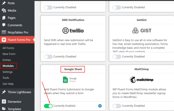 Google Sheets Integration with WP Fluent Forms - WP Manage Ninja