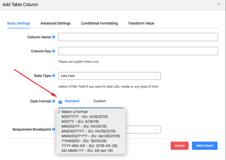 Configuring Data Types With Ninja Tables - WP Manage Ninja