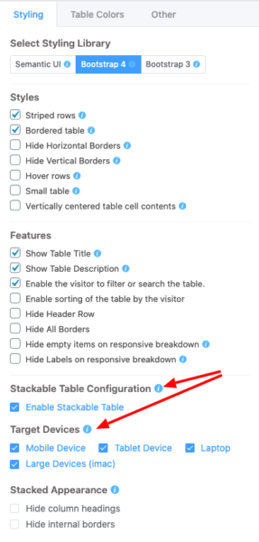 Configure Stackable Tables with Ninja Tables - WP Manage Ninja