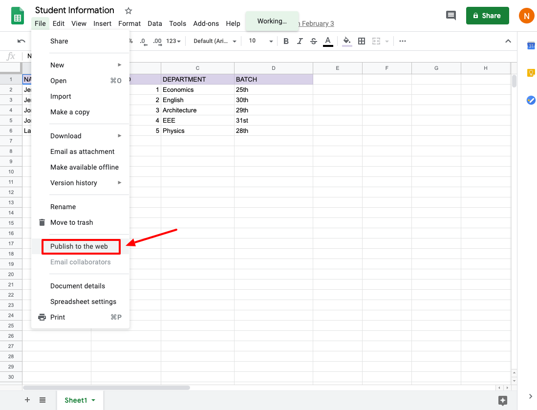 Construct Table from Google Sheets - WP Manage Ninja