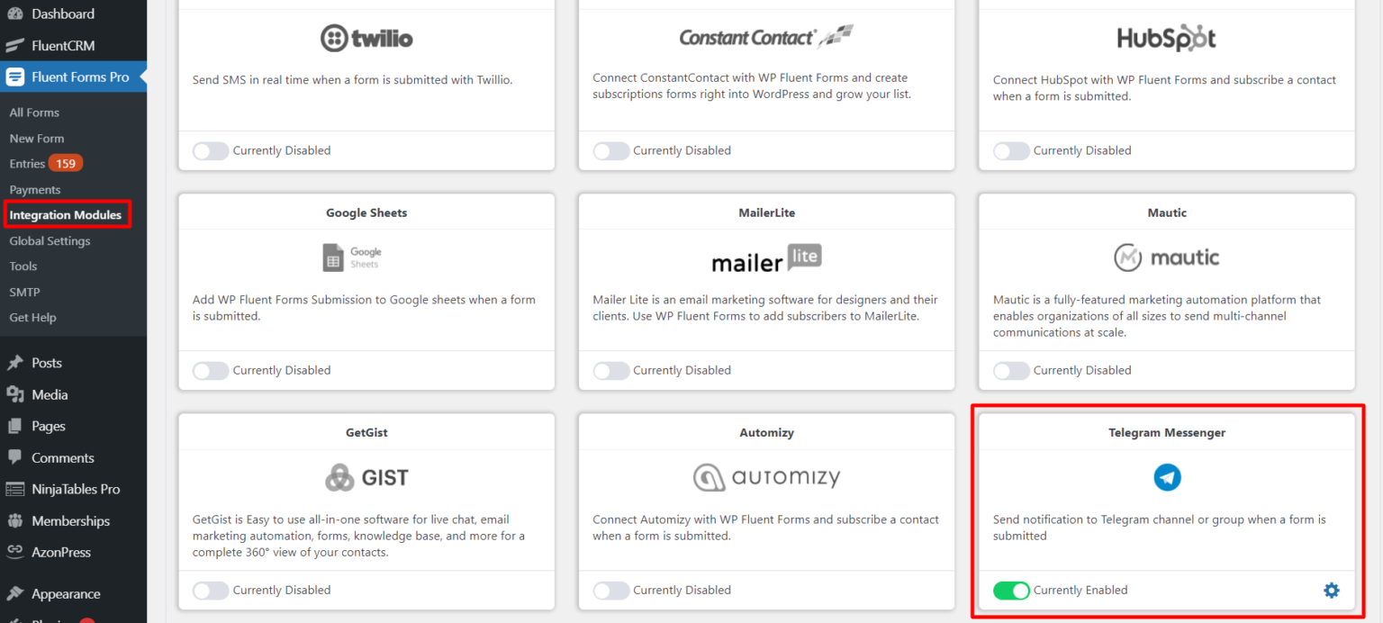 Telegram Messenger Integration with Fluent Forms - WP Manage Ninja