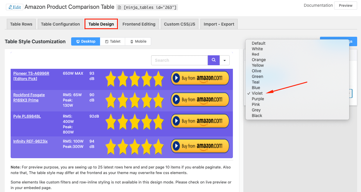 Create Amazon Product Comparison Table in WordPress using Ninja Table
