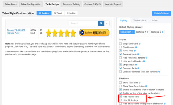 Create Amazon Product Comparison Table in WordPress using Ninja Table