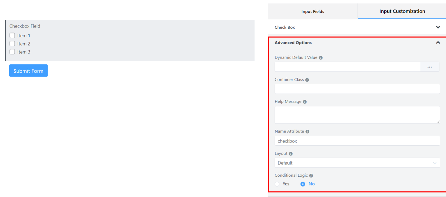 Check Box Field in WP Fluent Form WordPress Plugin