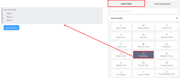 Check Box Field in WP Fluent Form WordPress Plugin