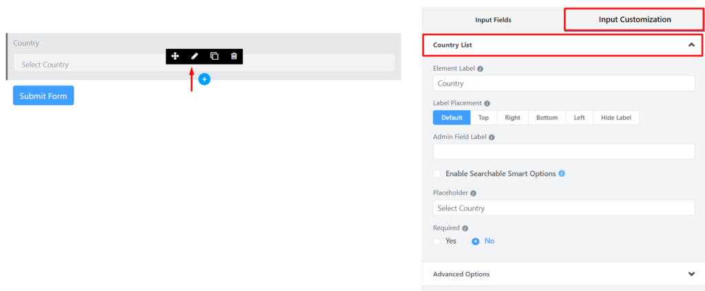 Country List Input Field In Wp Fluent Form Wordpress Plugin 4206