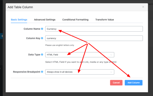 Create Cryptocurrency Table in WordPress using Ninja Tables