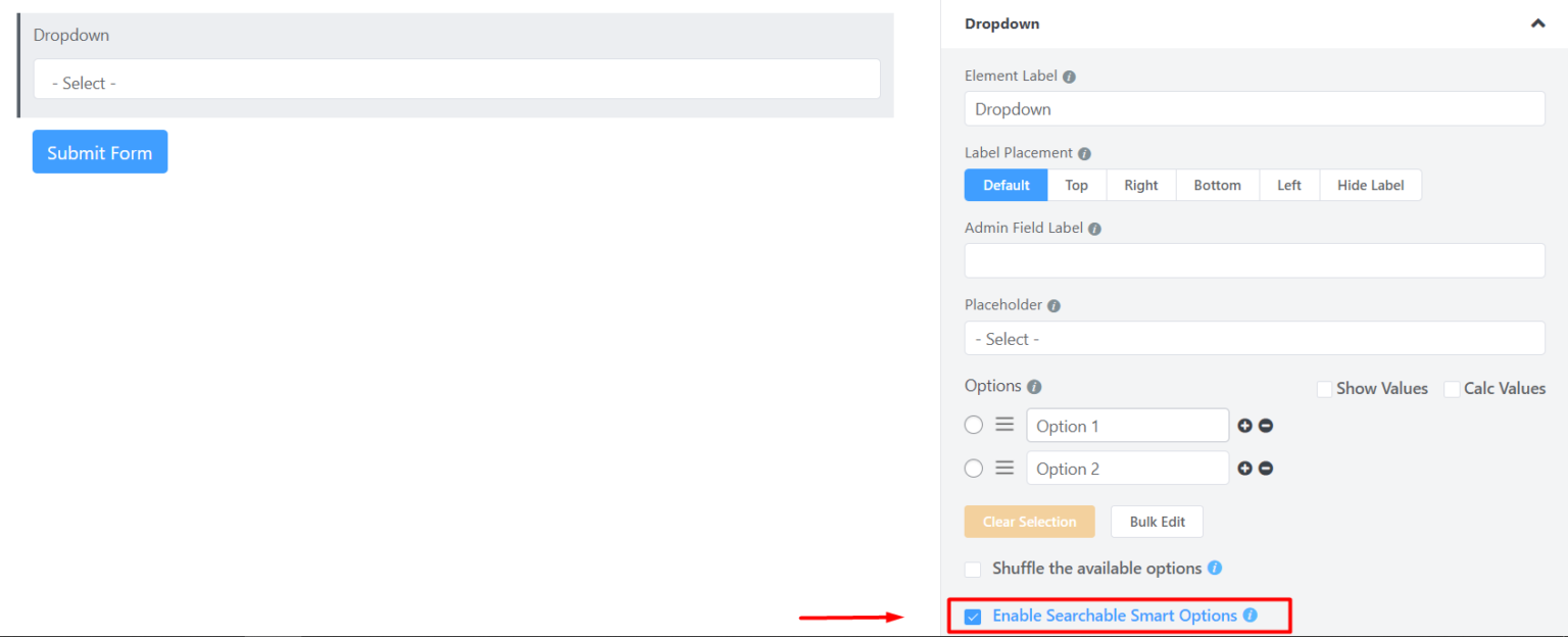 Dropdown Field in WP Fluent Form WordPress Plugin