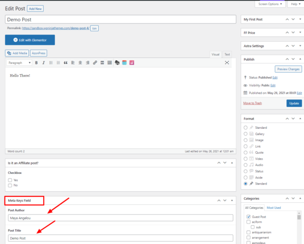 Mapping Meta Fields with Meta Keys in Fluent Forms - WP Manage Ninja