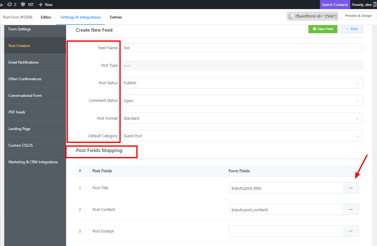 Post Creation With Form Submission In Fluent Forms Wp Manage Ninja