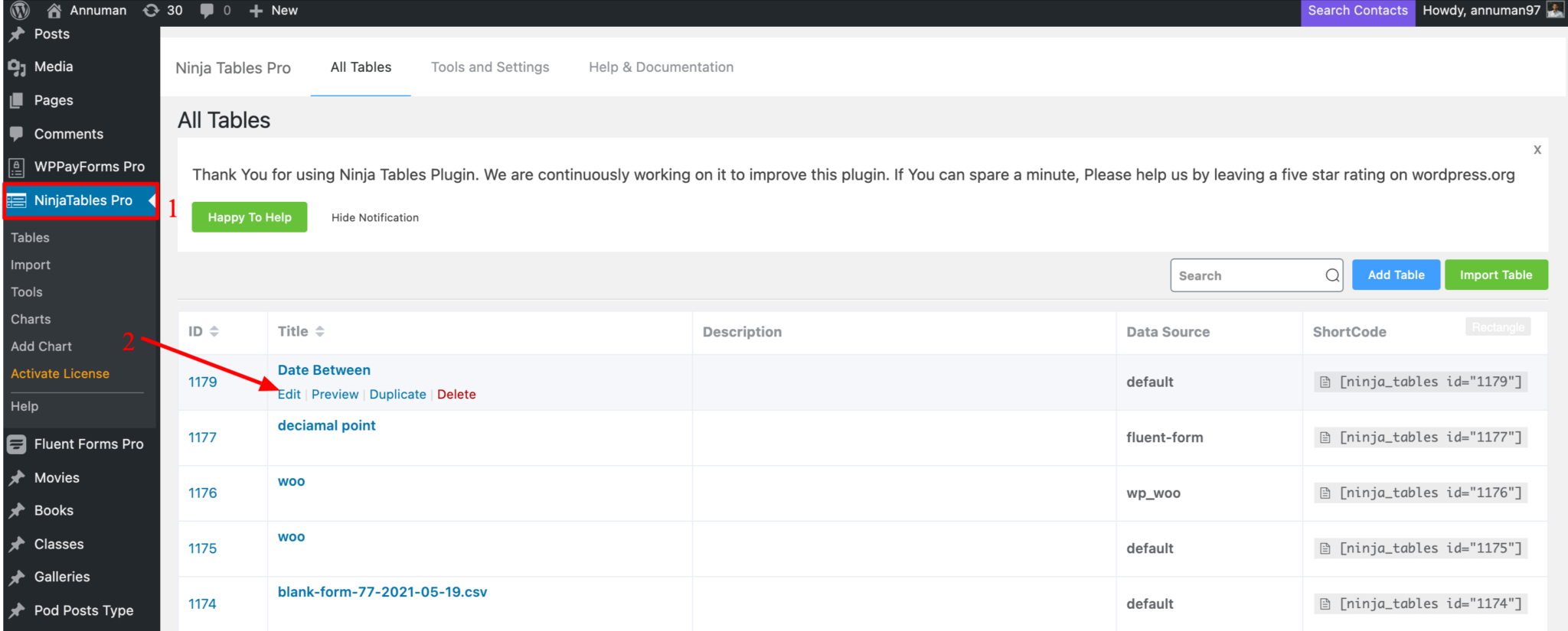 colspan / cell-merge in WordPress plugin Ninja Tables
