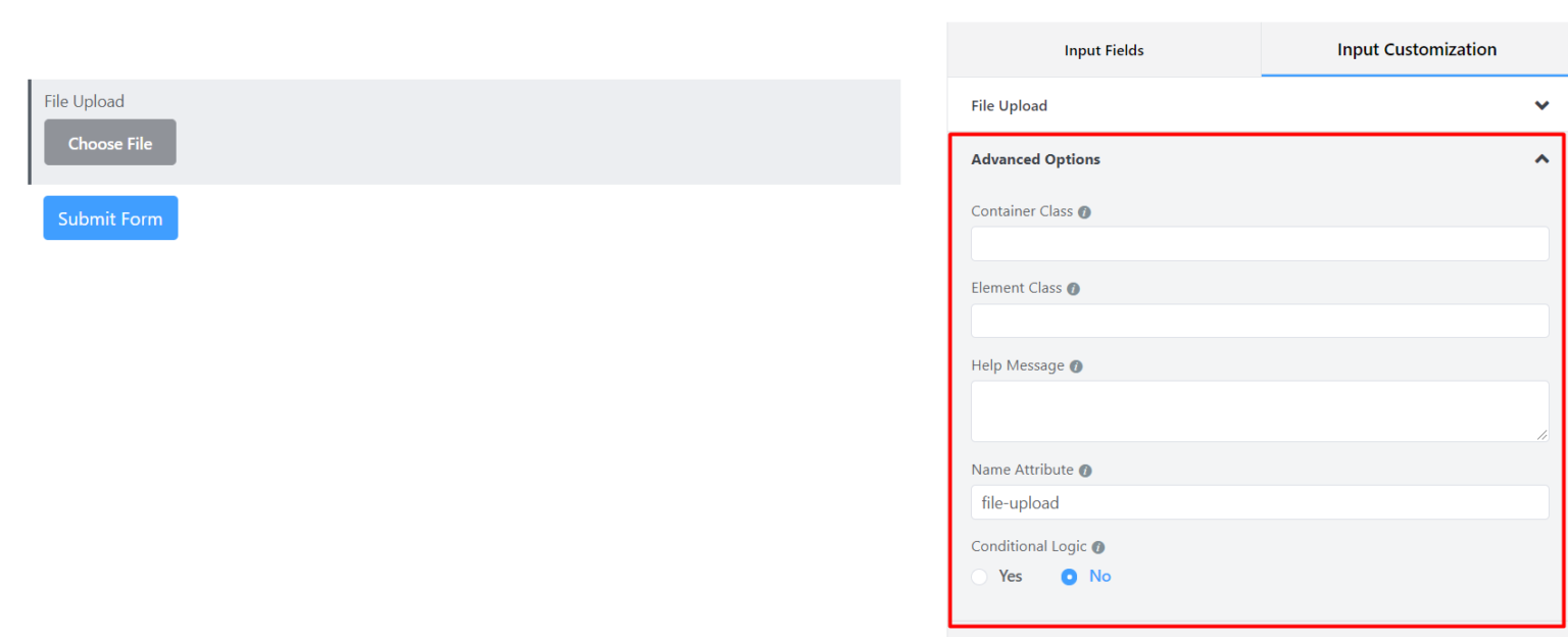 File Upload Input Field in WP Fluent Form WordPress Plugin