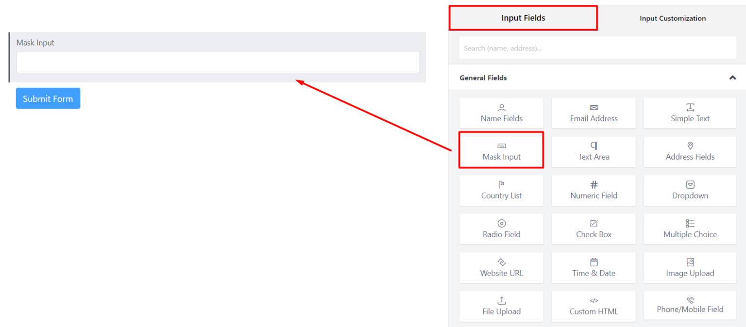 Mask Input Field in WP Fluent Form WordPress plugin