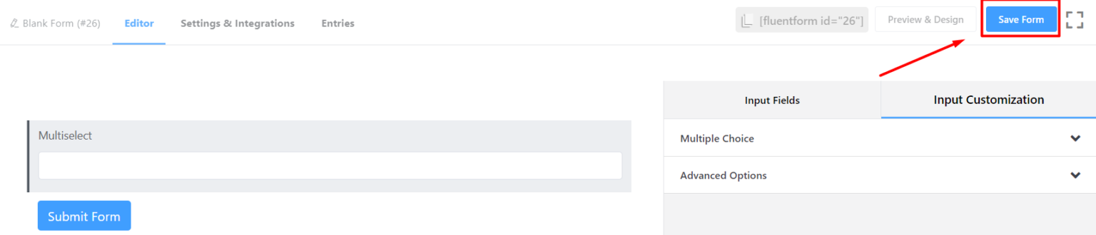 Multiple Choice Field in WP Fluent Form WordPress Plugin