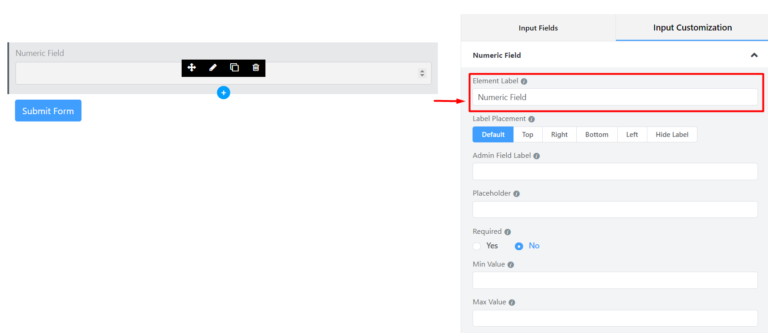 Numeric Input Field in WP Fluent Form WordPress Plugin