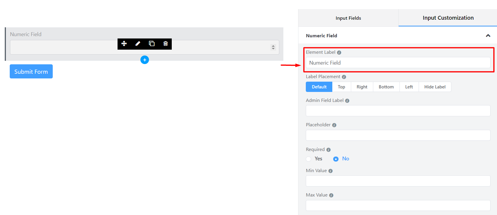 Numeric Input Field in WP Fluent Form WordPress Plugin