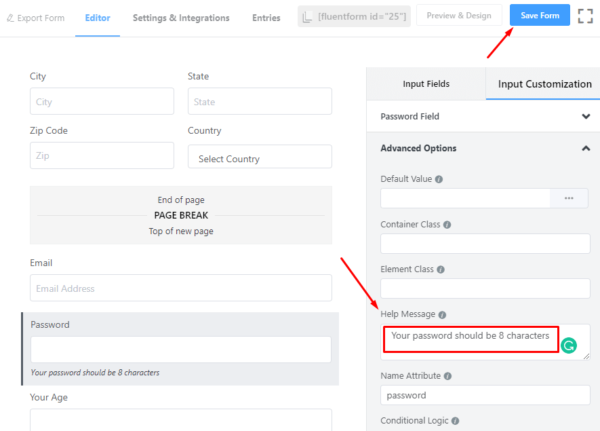 Help Message Customization in WP Fluent Form WordPress Plugin