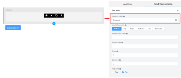 Text Area Input Field in WP Fluent Form WordPress Plugin