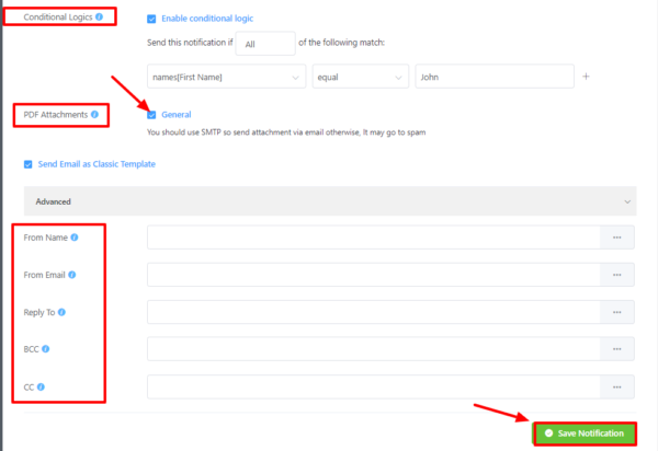 Conditional Email Notification In Wp Fluent Form Wordpress Plugin