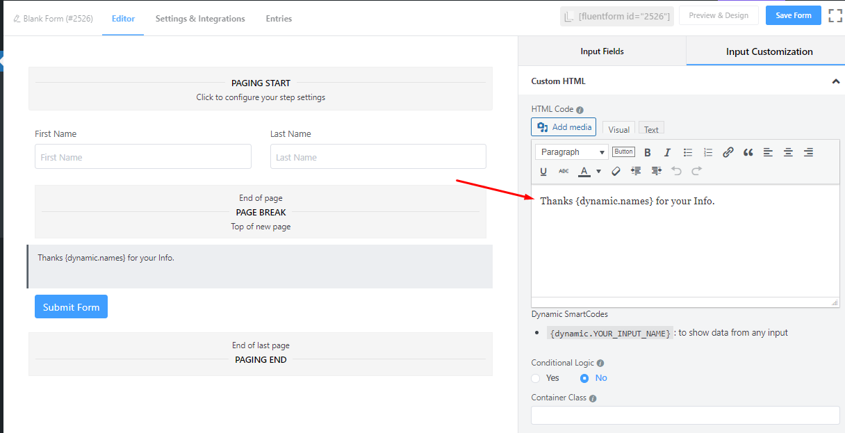 Dynamic Input Values In Form Steps Fluent Forms Wp Manage Ninja