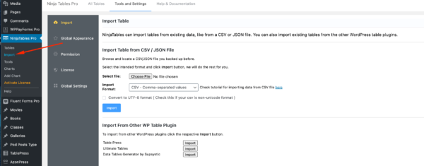 Import Table Data from Table Press WordPress Plugin