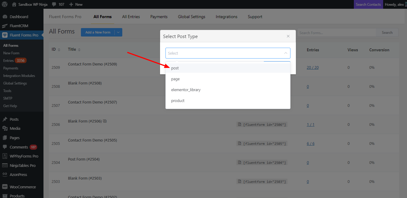 Post Creation With Form Submission In Fluent Forms Wp Manage Ninja