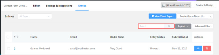View & Manage Submitted Form Entries - WP Manage Ninja