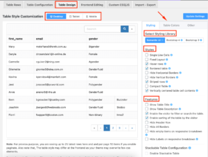 Visual Table Styling - WP Manage Ninja