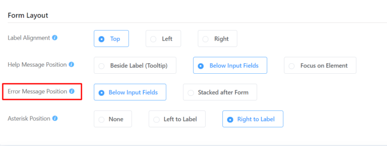 Form Layout Settings in WP Fluent Form WordPress Plugin