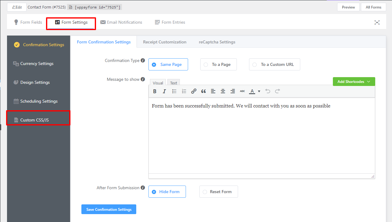 Custom Css Js In Wppayform Wp Manage Ninja
