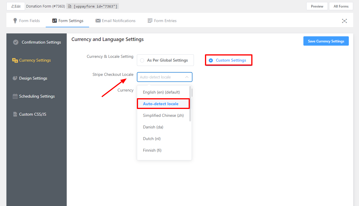 Custom Currency Settings - WPPayForm - WP Manage Ninja