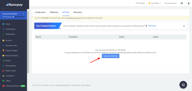 Razorpay Settings - WP Manage Ninja
