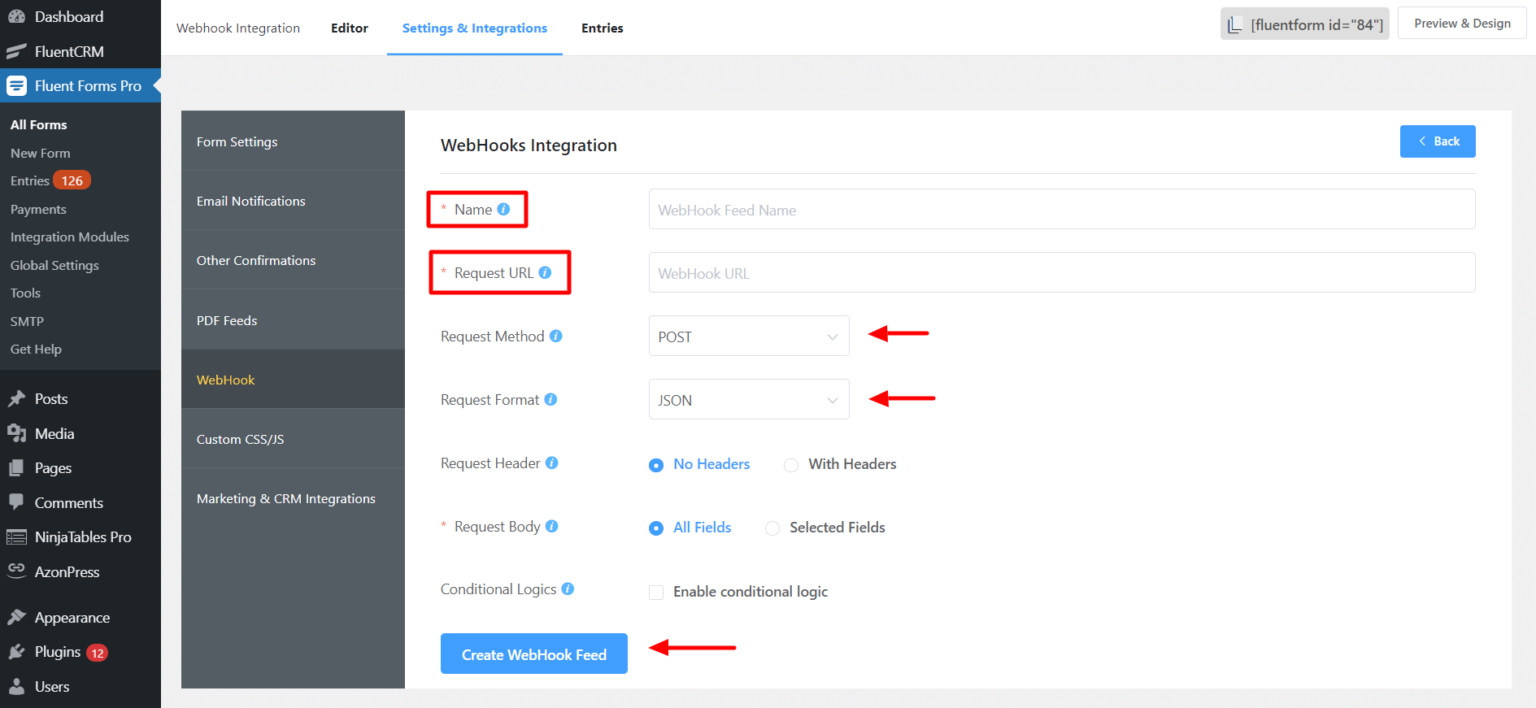 Webhook Integration with WP Fluent Form