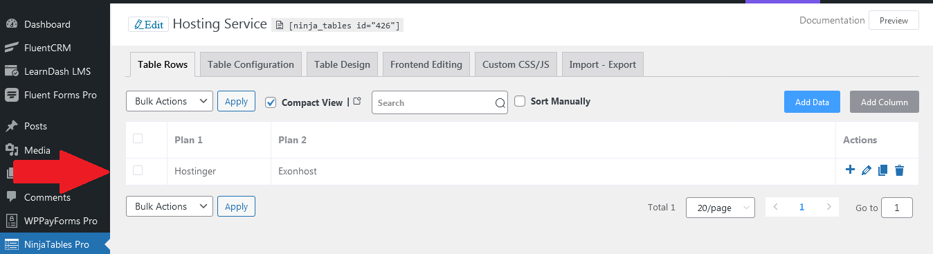 How to create a Comparison Table in WordPress using Ninja Tables