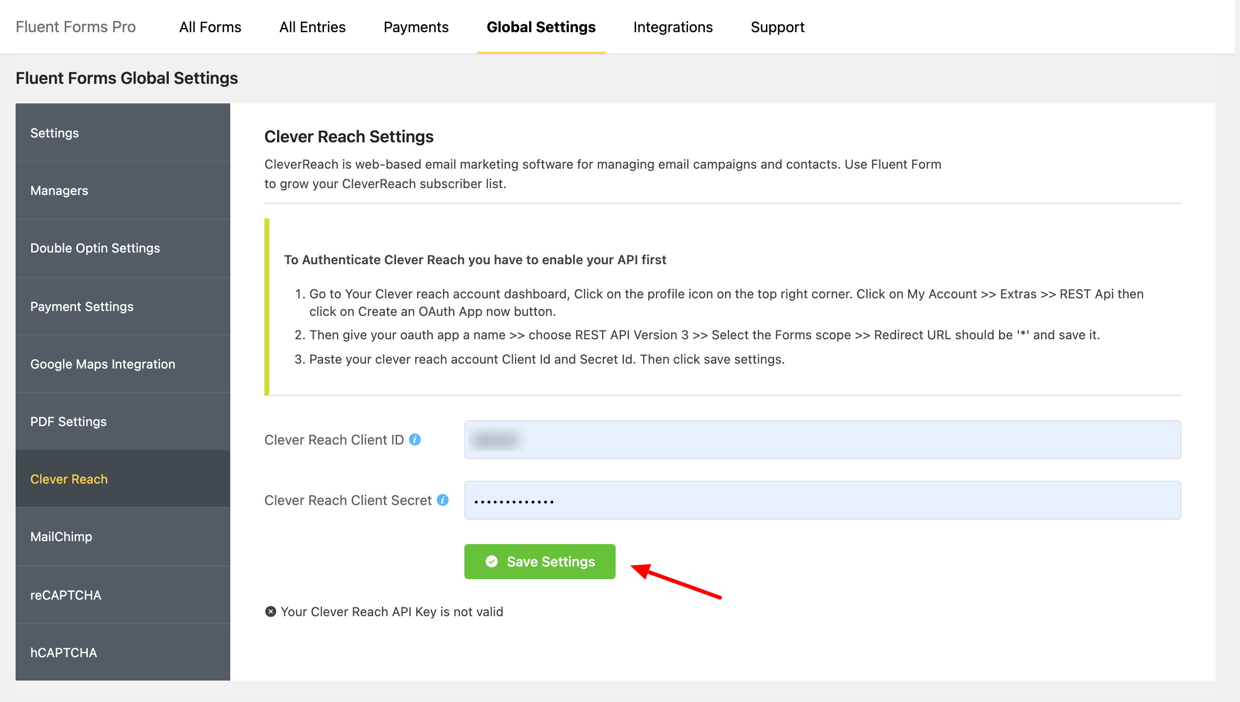 CleverReach Integration with Fluent Forms - WP Manage Ninja