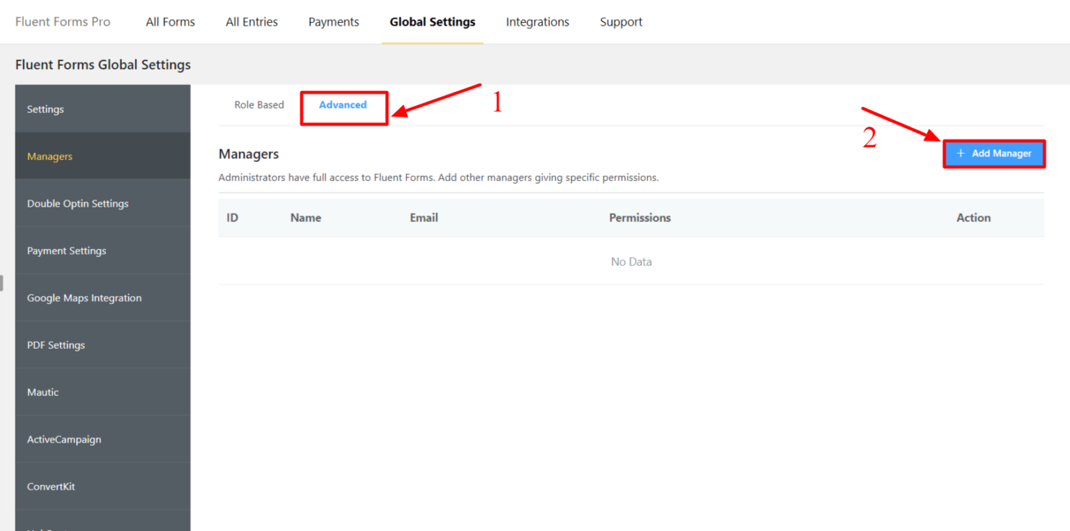Setting up Managers in Fluent Forms (Access Control) - WP Manage Ninja