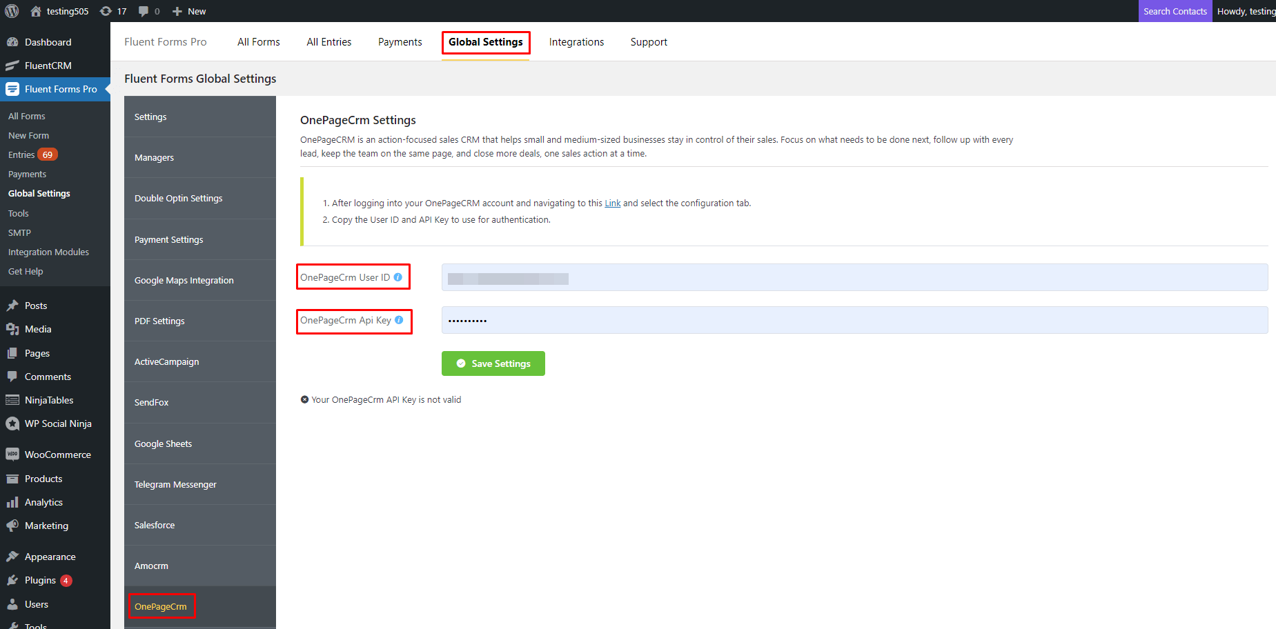 OnePageCRM Integration with Fluent Forms - WP Manage Ninja