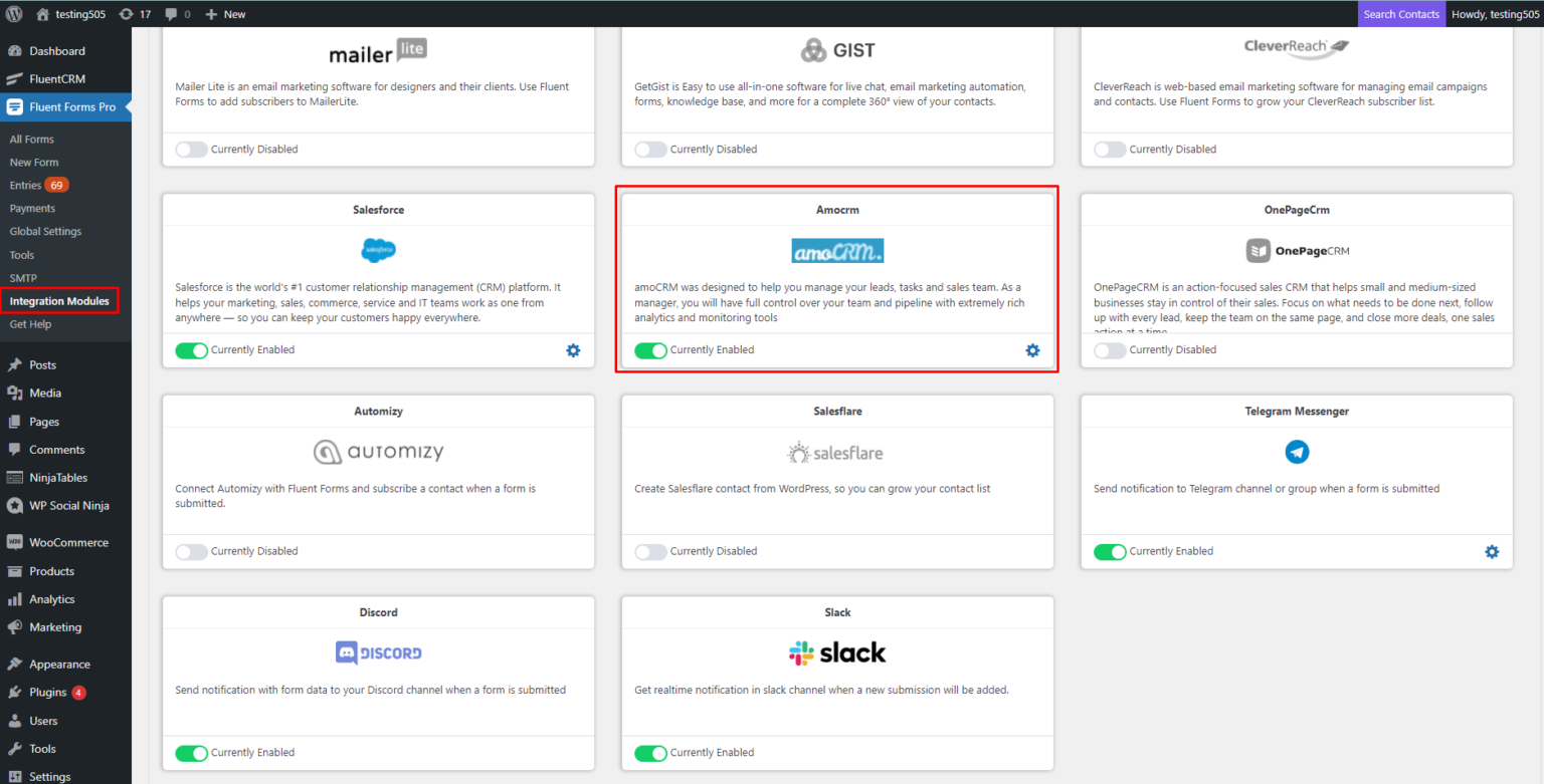 amoCRM Integration with Fluent Forms - WP Manage Ninja