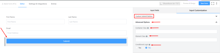Custom Submit Button Field in Fluent Forms - WP Manage Ninja