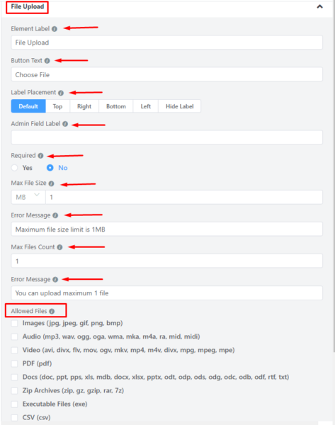 File Upload Input Field In Wp Fluent Form Wordpress Plugin