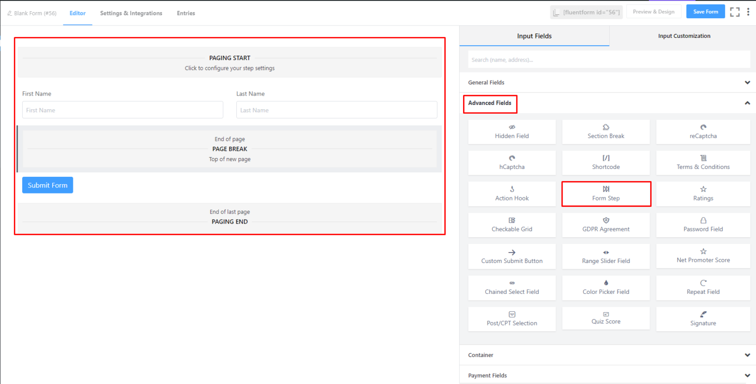 Creating Form Steps in WP Fluent Form WordPress Plugin