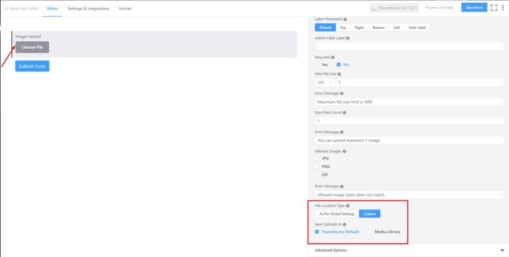 Image Upload Input Field In Wp Fluent Form Wordpress Plugin