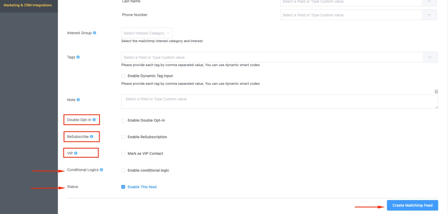 MailChimp Integration in WP Fluent Form WordPress plugin