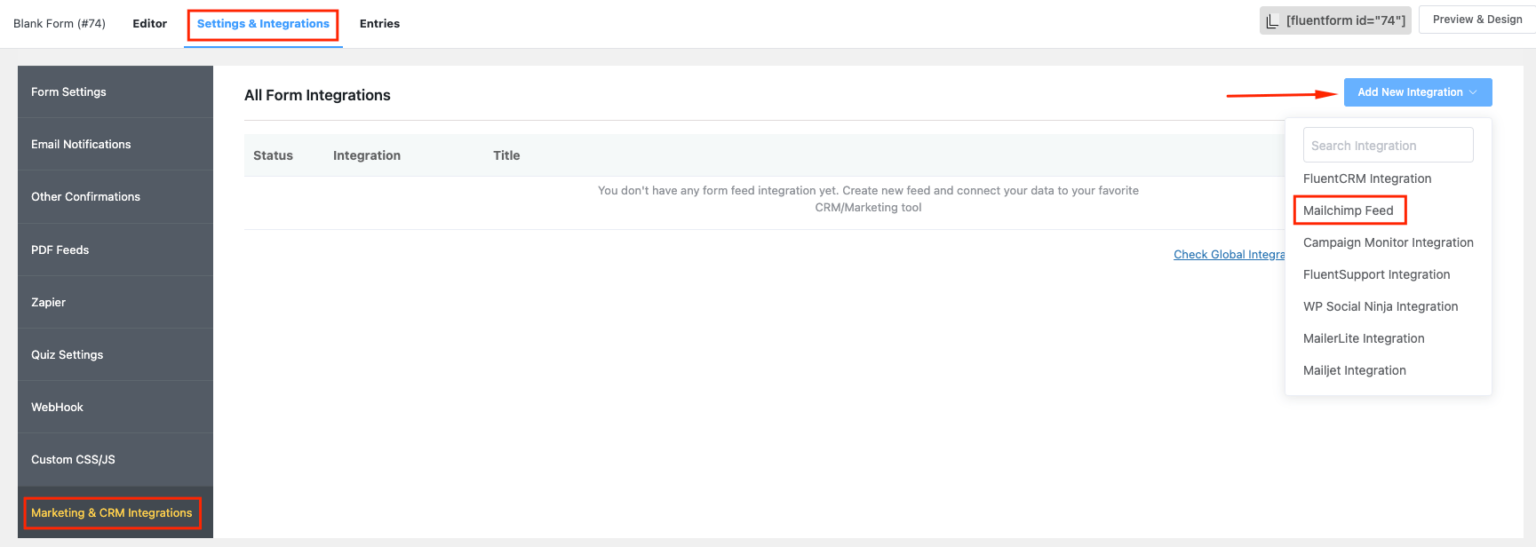 Mailchimp Integration In Wp Fluent Form Wordpress Plugin
