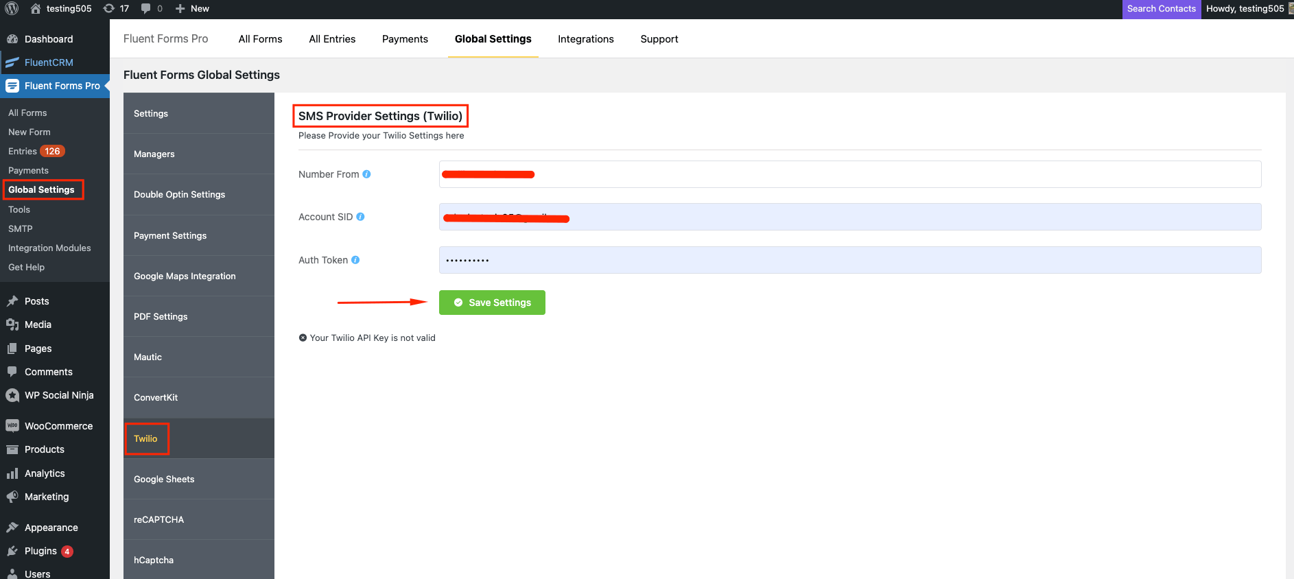 Twilio Integration Sms Notifications With Wp Fluent Forms Wordpress Form Builder Plugin Wp