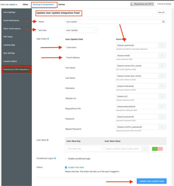 How To Create A Wordpress User Update Form With Fluent Forms Wp Manage Ninja