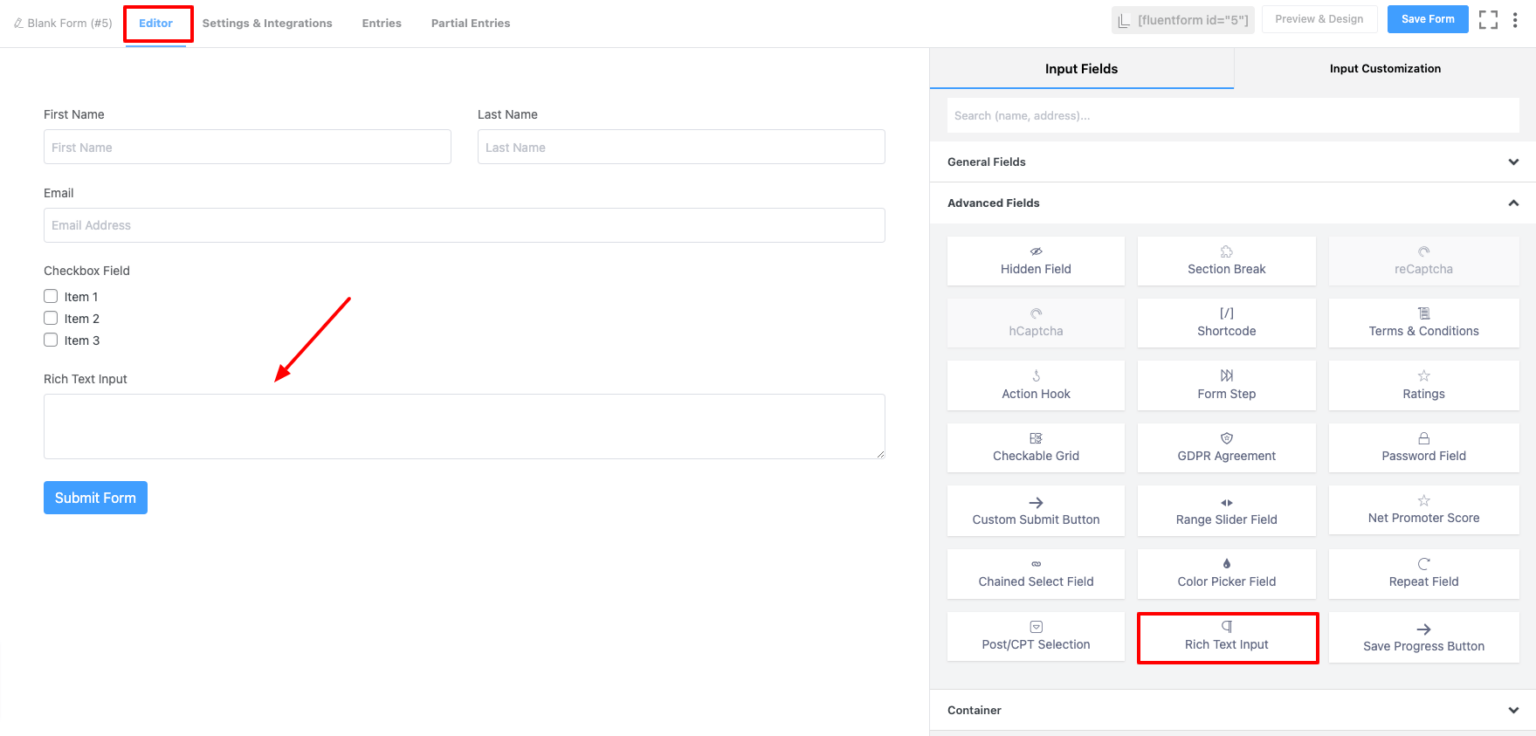 Rich Text Input Field in Fluent Forms - WP Manage Ninja Rich Text Input Field in Fluent Forms - WP Manage Ninja