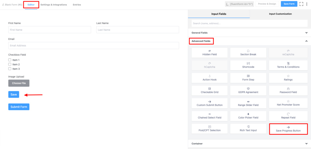 Save Progress Button In Fluent Forms Wp Manage Ninja